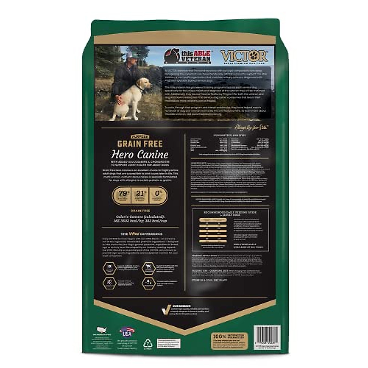 Victor Super Premium Dog Food – Purpose - Grain Free Hero Canine – Premium Gluten Free Dog Food for Active Adult Dogs – High Protein with Glucosamine and Chondroitin for Hip and Joint Health, 30lbs