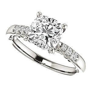 Mois 3.1 CT Moissanite Cushion Engagement Ring and Wedding Ring Bridal Set in Sterling Silver, colorless Moissanite, VVS1 Clarity, Sizes 4 to 11, 4-Prong Set for Her (9.5)
