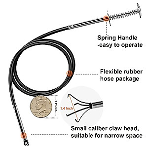 Small Caliber Flexible Grabber Tools 24'' Four-claw Pickup Tool Pick Up Items In Narrow Space Flexible Waste Picking Tool for Engine Bay/Home Sink/Earring (Not magnetic)
