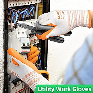 Schwer 16 Pairs Gardening Gloves for Women and Ladies, Breathable Rubber Coated Yard Garden Gloves, Outdoor Protective Work Gloves with Grip, Medium Size Fits Most （Orange & Green）