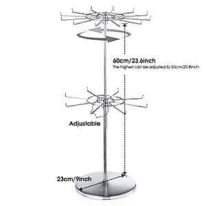 APL Display - Display Rack Jewelry Display Stand Retail Display Stand 2 Tier Display Stand Height Adjustable Display Rack Rotating Display Stand for Mall,Exhibition and Retail Store(Silver)