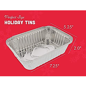 Gia's Kitchen Disposable Aluminum Pans with Lids, 24 Piece, Set of 12 - Heavy Duty Foil Pans with Lids Perfect for Leftovers, Holiday Treats, Gift Giving - Winter Friends Foil Container Rectangular