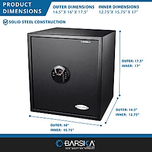 Barska AX12842 Large Biometric Fingerprint Keypad Security Home Safe 1.94 Cubic Ft , Black
