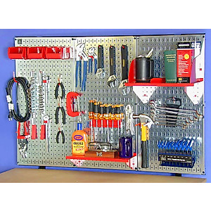 Wall Control Pegboard 32in x 16in Galvanized Metal Pegboard Tool Board Panel