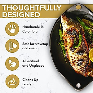 Toque Blanche Authentic Chamba Black Clay Oval Platter - Clay Serving Platter with Handles - Serving Platters and Trays for Parties - 12"