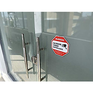 Video Surveillance Sign 10 Pack, CCTV 24 Hour Warning Sticker Door Window Yard Sign, Indoor & Outdoor Use (2-6x6", 8-3x3" Decal)