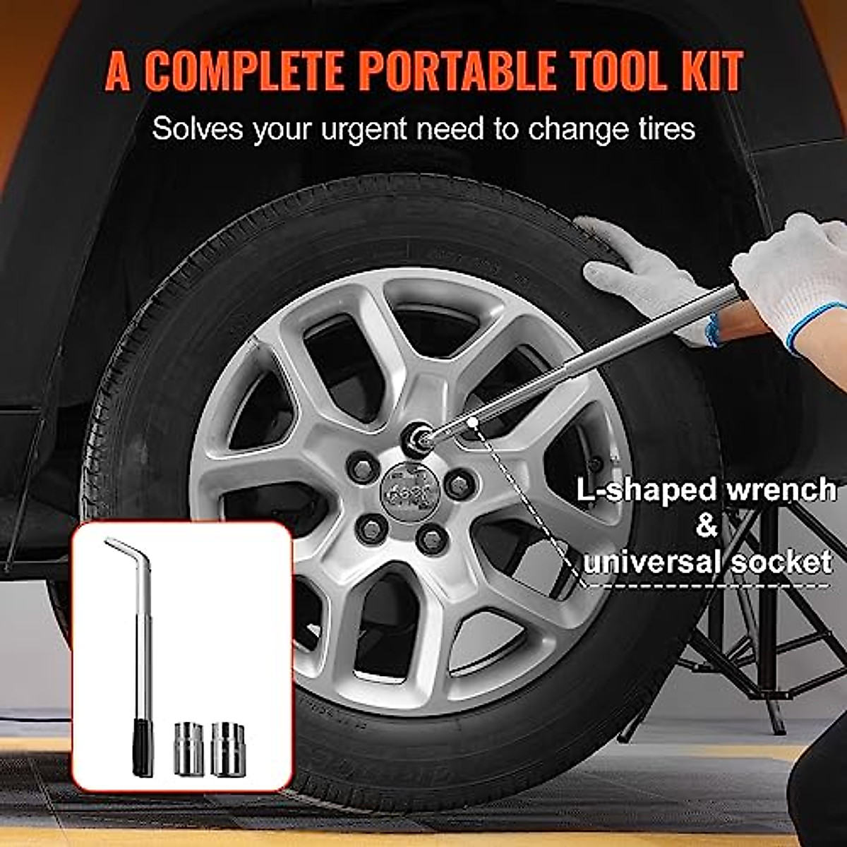 VEVOR Scissor Jack, 2.5 Ton/5512 lbs Scissor Car Jack, 3.7"-17.1" Lifting Range Scissor Lift Jack with Ratcheting Handle and L-Wrench, Portable Tire Jack for Cars Trucks Sedans MPVs