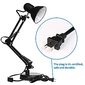 Gupuzm Led Desk Lamp with Clamp - Swing Arm Desk Lamp with 1 LED Cold Light Bulbs 6500K - Folding Table Lamp，Used for Office, Work, Study, Dormitory Reading and Eye Protection Desk Lamp (Black-01)