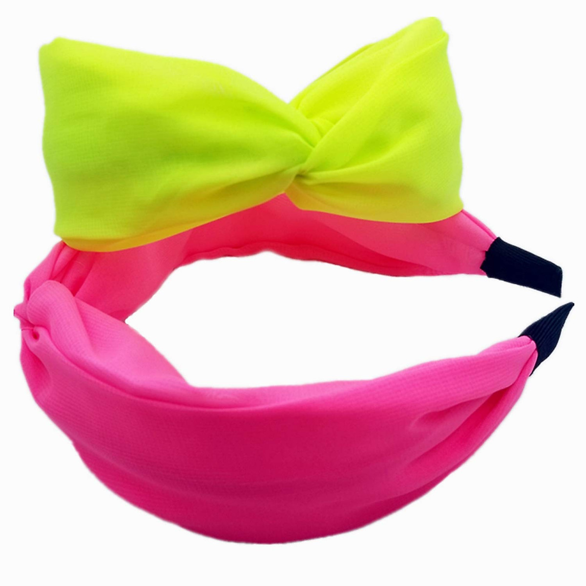 hodooly 2 Pieces Knotted Headbands Fluorescent Turban Hairband Wide Hair Hoops for Women Girls Hair Accessories