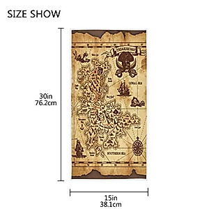 SUABO Pirate Map Hand Towel Dish Towels Cotton Face Towel 30x15 inch Gym Yoga Towels for Bath Decor