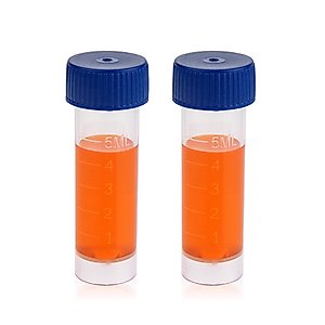 PEKYBIO Sterile Transport Tube, 5 ml Capacity, Molded Graduations, Conical Bottom, Self Standing, with Blue Screw Cap, Non- Pyrogenic, DN/RNase Free, Case of 200