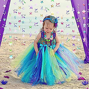 39Ft Glitter Star Garland Banner Hanging Decorations Bling Iridescent Twinkle Star Garland Streamer Kit for Bridal Shower Wedding Baby Shower Christmas Birthday Prom Graduation Party Supplies