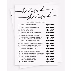 All Ewired Up 50 He Said She Said Game (50-Cards) Wedding Bridal Shower, Fun Bachelorette, Rehearsal Dinner, Minimalist