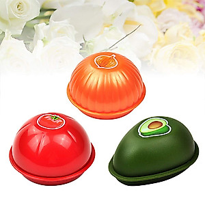 BESTONZON 3pcs Food Storage Box Fresh Storage Bowls Onion Avocado Tomatoes Shape Crisper Containers