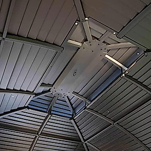 Kozyard 10ftx12ft Hardtop Aluminum Permanent Gazebo with a Mosquito Net Sidewall and Privacy Wall (Odyssey 10ftx12ft)