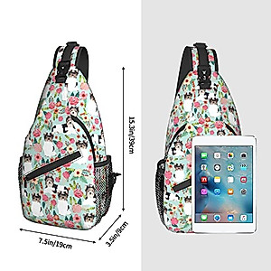 Cute Biewer Terrier Dogs Rose Flower Floral Funny Animal Dog Puppy Sling Bag Folding Chest Shoulder Backpack Crossbody Bags For Men Woman Travel Gym School Ipad Camera 3D Print Backpacks Holiday Gifts