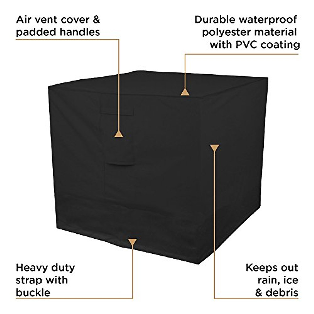 AnyWeather Central Air Conditioner Full Outdoor Cover, Black