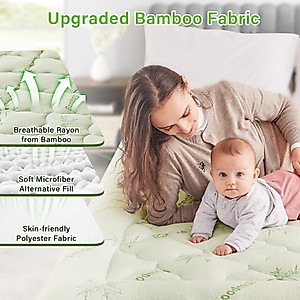 CYMULA Full Size Mattress Topper Cooling Mattress Pad, Breathable Bamboo Rayon Pillow Top Mattress Topper Full Bed Topper with 8-21" Deep Pocket