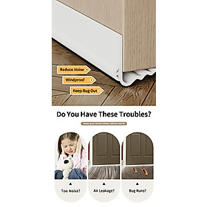 Eweniar 2-Pack Door Draft Stopper PVC Adjustable Length 37" Easy to Install Door Bottom Gap Filler
