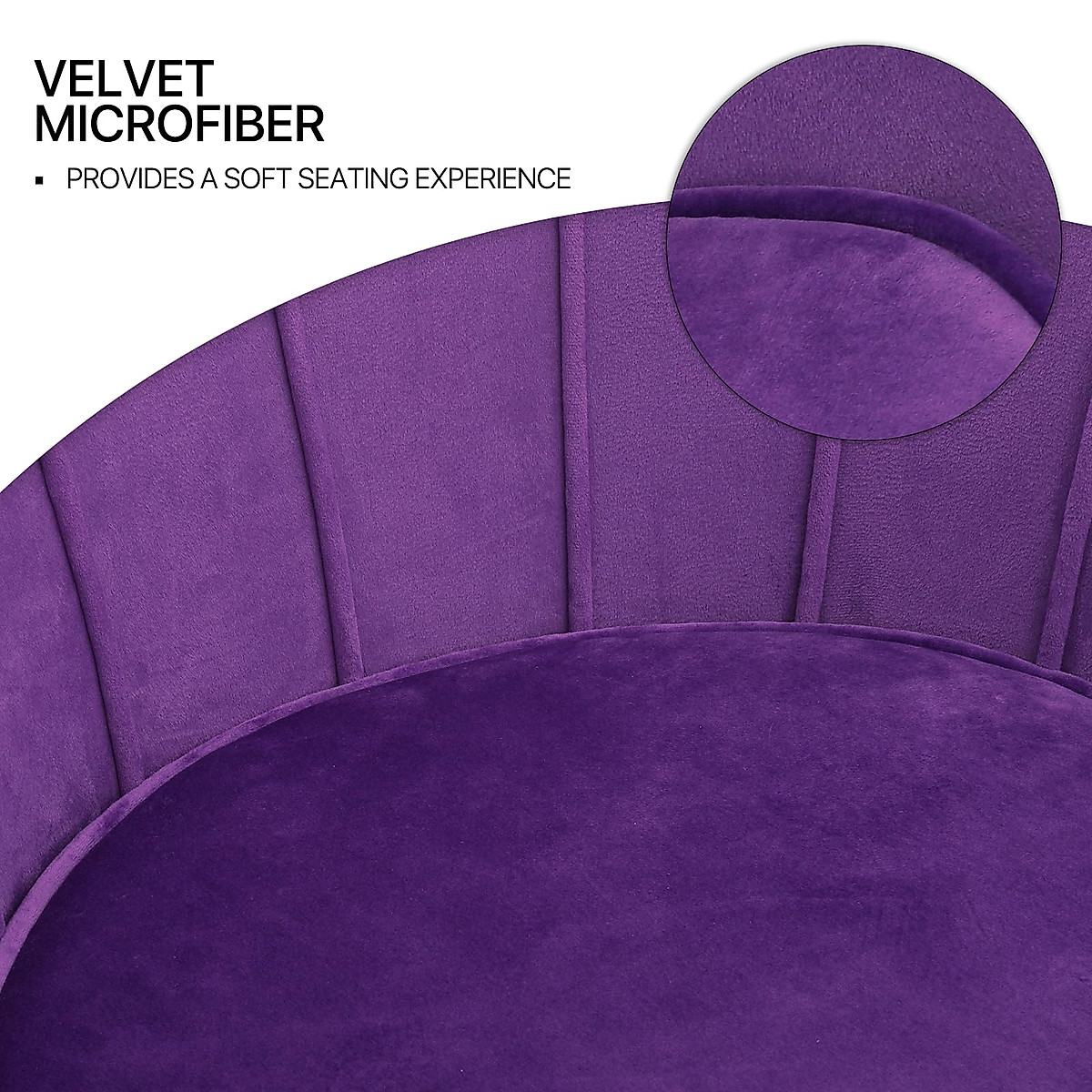 MoNiBloom Upholstered Velvet Accent Chair Elegant Mid-Century Modern Purple Shell Chair w/Cushion and Golden Legs, Retro Leisure Tufted Flower Arm Chair for Living Room Bedroom Reading Areas