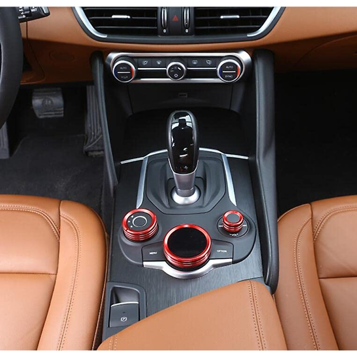 YUWATON Compatible with 2017-2019 Alfa Romeo Giulia Stelvio Accessories Multimedia Knob Cover (red)