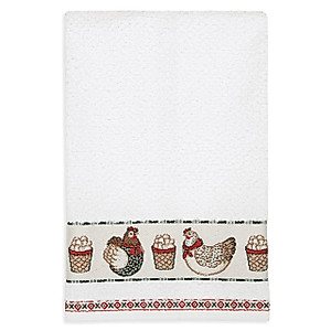 Cackleberry Home Farmhouse Kitchen Towels - Chickens and Egg Baskets Dish Towels - Terry Country Kitchen Towel Set - Chicken Decor for Kitchen - Hand Towels for Drying - 17 x 27 Inches - Set of 4