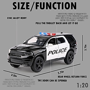 COOLPUR 1/36 Scale Durang Car Model Off-Road Diecast Toy Vehicle Zinc Alloy Metal Pull Back Powered Vehicles Mode for Kids,Adult,Boyfriend Gift(Police)