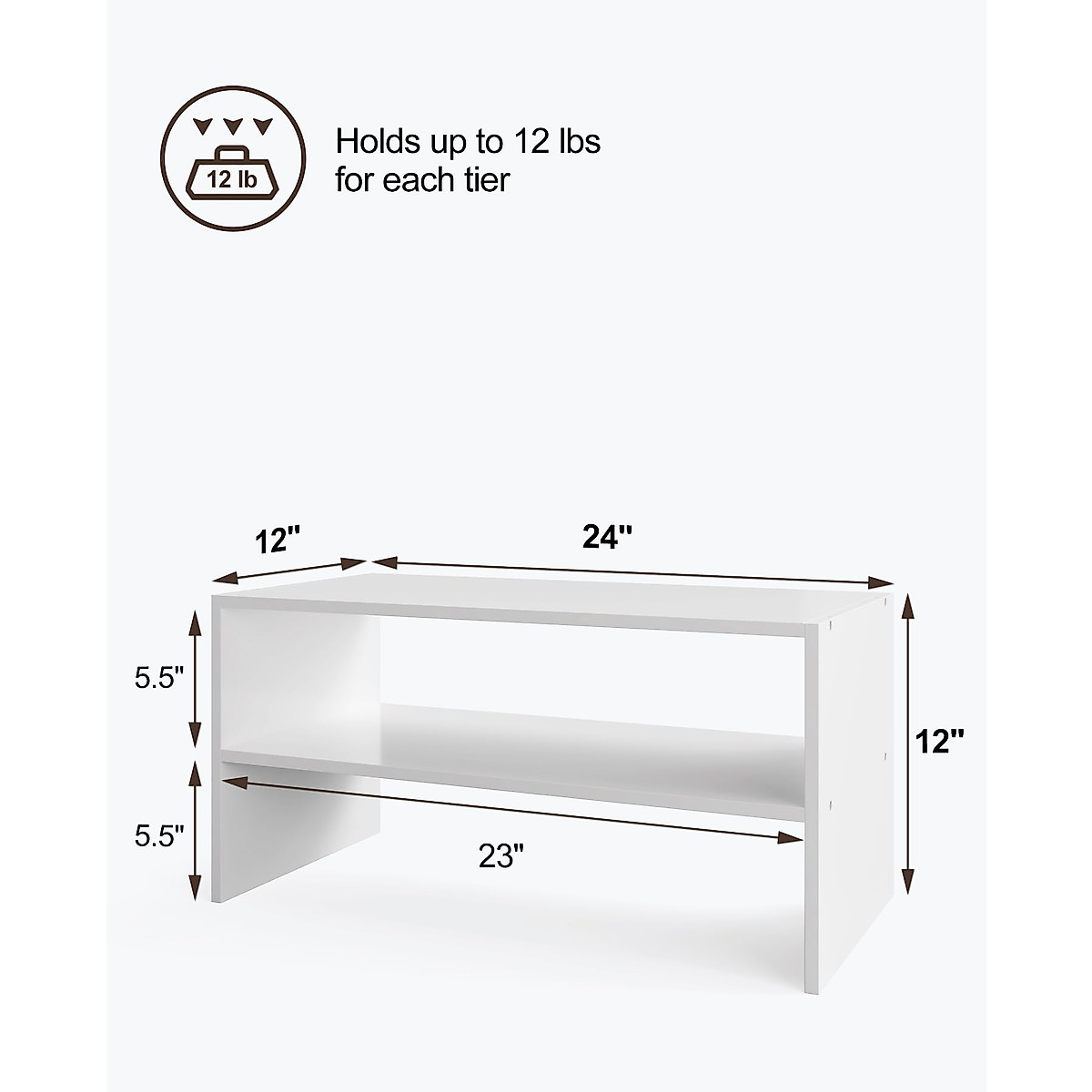 LOWOSA 2-Tier Stackable Shoe Rack, Wooden 2-Shelf Shoe Organizer Freestanding Shoe Storage Stand for 6-9 Pairs, Perfect for Closet, Entryway, Office Use - White
