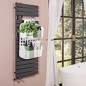 Healvian Hanging Shower Basket,Adjustable Storage Bins Over Door Shower Organizer Hanging Shower Organizer Bathroom Storage Rack Shelf with Removable Baskets for Kitchen Dorm College Space Saving