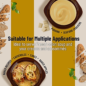 Furmaware French Onion Crock Soup Bowls, French Onion Soup Bowls, French Onion Soup Crocks Oven Safe, French Onion Soup Bowls Oven Safe, Set of 4, 12 ounces - 4 ½” x 2 ½”