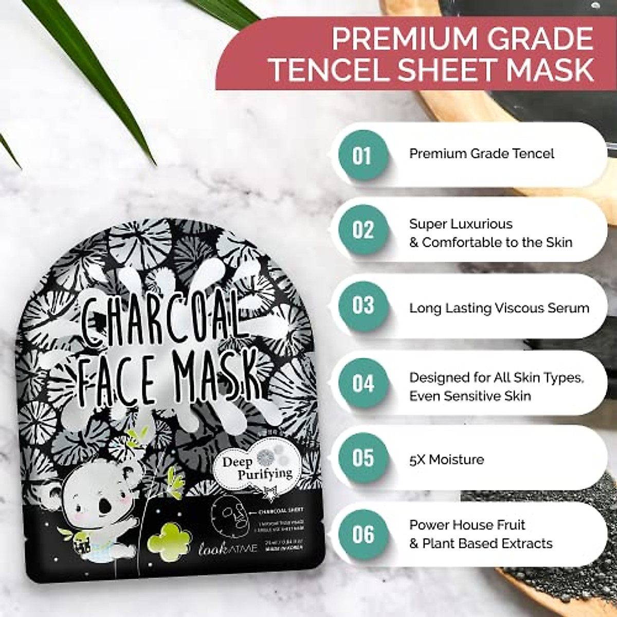 NATURAL Korean Sheet Mask (10 pcs set) made with Premium Tencel, Hydrating Face Masks, Face Sheet Mask, Korean Face Mask Skin Care For Women, Teen, Girls, Mens, Beauty Mask, Spa face Masks for a Youthful K-Beauty Glow