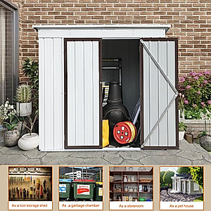 Outdoor Storage Shed, 6×4Ft Metal shed, Galvanized Steel Garden shed with Lockable Double Doors, Backyard Bike shed, Tool shed for Patio Lawn Backyard Trash Cans, Coffee