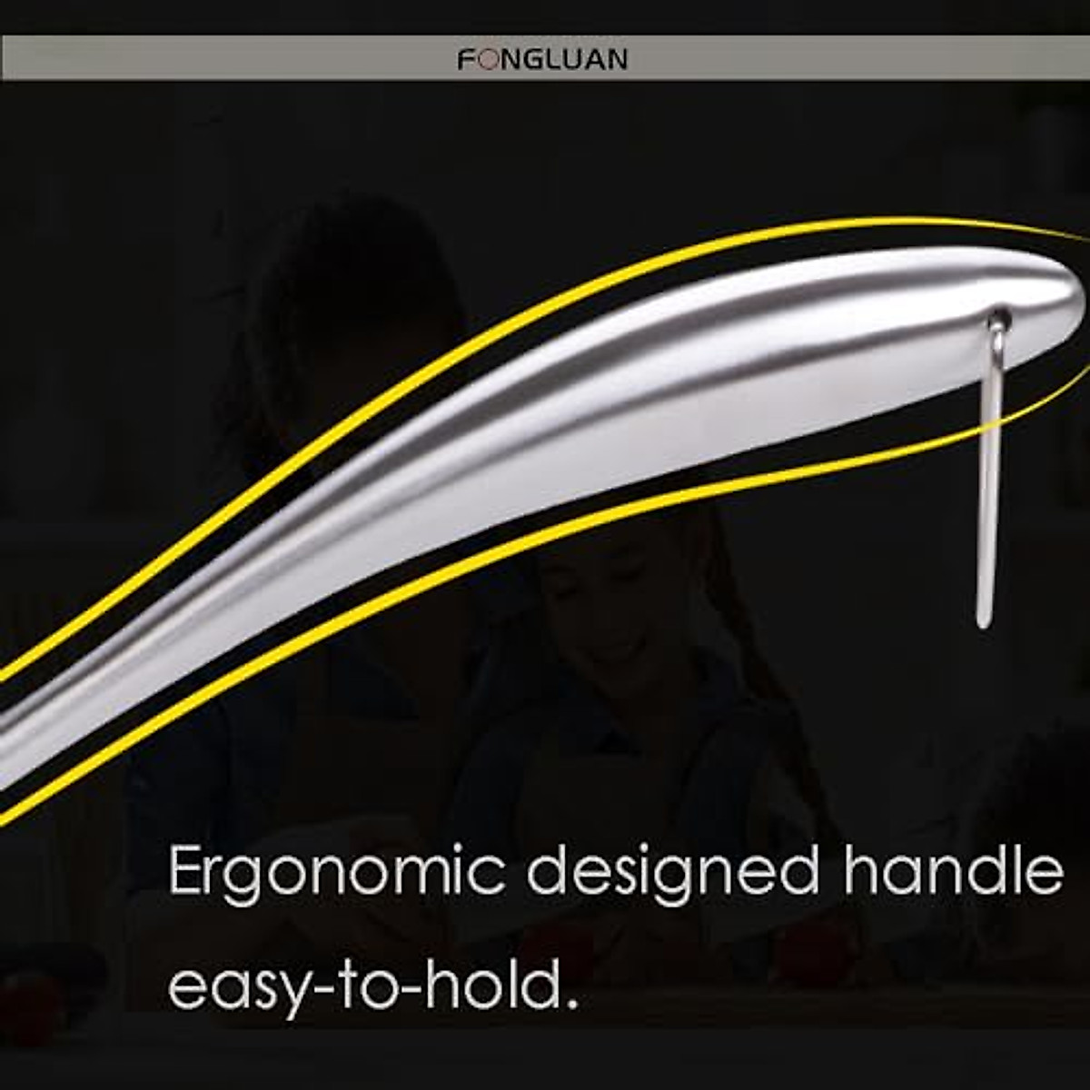 FONGLUAN Silicone Cooking Utensils Set, Set of 2, Kitchen Spatulas and Slotted Basting Spoons, Nonstick Cookware, BPA Free Heat-Resistant Kitchen Utensils, Black