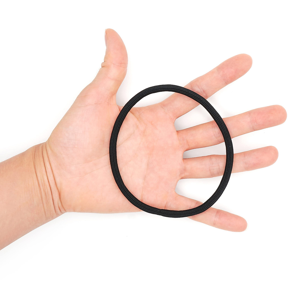 Qooocy Extra Long Hair Tie for Thick and Curly Hair - Elastic Ponytail Holders for Women or Men, No Metal Bands, Long-Lasting Braids Accessories, 12 Count, Black