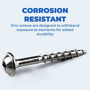 Kreg SML-C125-500 Zinc Pocket-Hole Screws, 1 1/4 Inch #8 Coarse Thread, Maxi-Loc Head (500 Count)