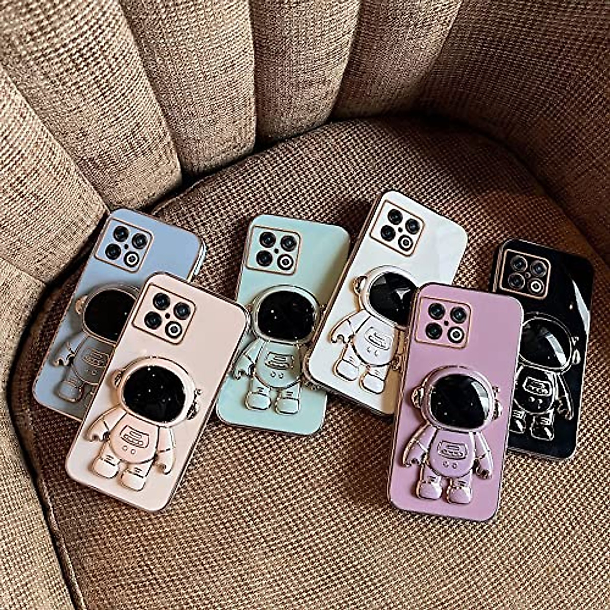 for Oneplus 10T Case,Oneplus 10T 5G Phone Case Hidden Astronaut Stand,Plating Glitter Soft TPU Folding Bracket Kickstand with Camera Cover Protection for 1+ 10T for Women Girls Pink