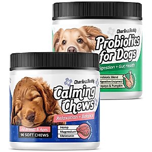 Pet Probiotics for Dogs Aid Gut Flora+Calming Chews for Dogs, Dog Anxiety Relief,