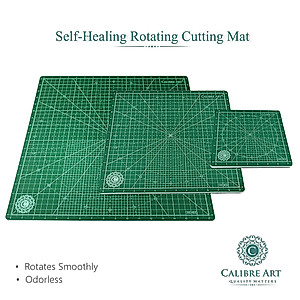 Calibre Art Self Healing Rotating Cutting Mat 18x18 (17" Grid), Perfect for Quilting & Art Projects