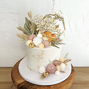 47 PCS Wood Oh Baby Cake Topper Boho Cake Toppers Balls Baby Shower Decorations for Newborn Birthday Wedding Gender Reveal