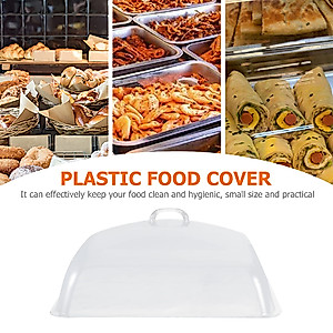BESTonZON Plastic Cake Dome Cover Rectangular Clear Desert Cloche Display Cake Plate Serving Platter Cheese Cloche Dome Food Cover for Bread Dessert Snack 38.5X29CM