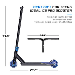 CREDO STREET Stunt Scooter Pro Scooter-Trick Scooter-Designed for Boys and Girls-Freestyle Scooter Perfect for 8+ and Suitable for Riders of All Levels (C6 Black/Silver)