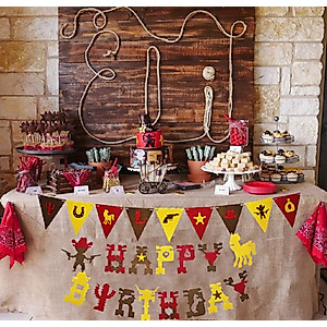 LaVenty Set of 2 Cowboy Birthday Banner Boots Boy Banner Little Cowboy Banner Western Theme birthday Decoration Cowboy First Birthday Cowboy Party decoration