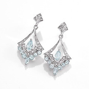 Ross-Simons 0.80 ct. t.w. Aquamarine Chandelier Earrings With Diamonds in Sterling Silver