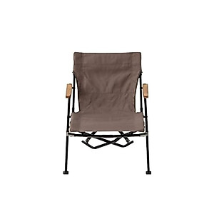 Snow Peak Luxury Low Beach Chair - Teak Wood Armrest and Canvas Seat - 23 x 26 x 27 in