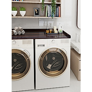 Toemics Washer Dryer Countertop, 27.5" x 54" Laundry Room Organization Shelf with Edge Rails for Washer and Dryer, Durable Melamine Finish, Non-Slip Pads, and 3 Laundry Bags, Eucalyptus
