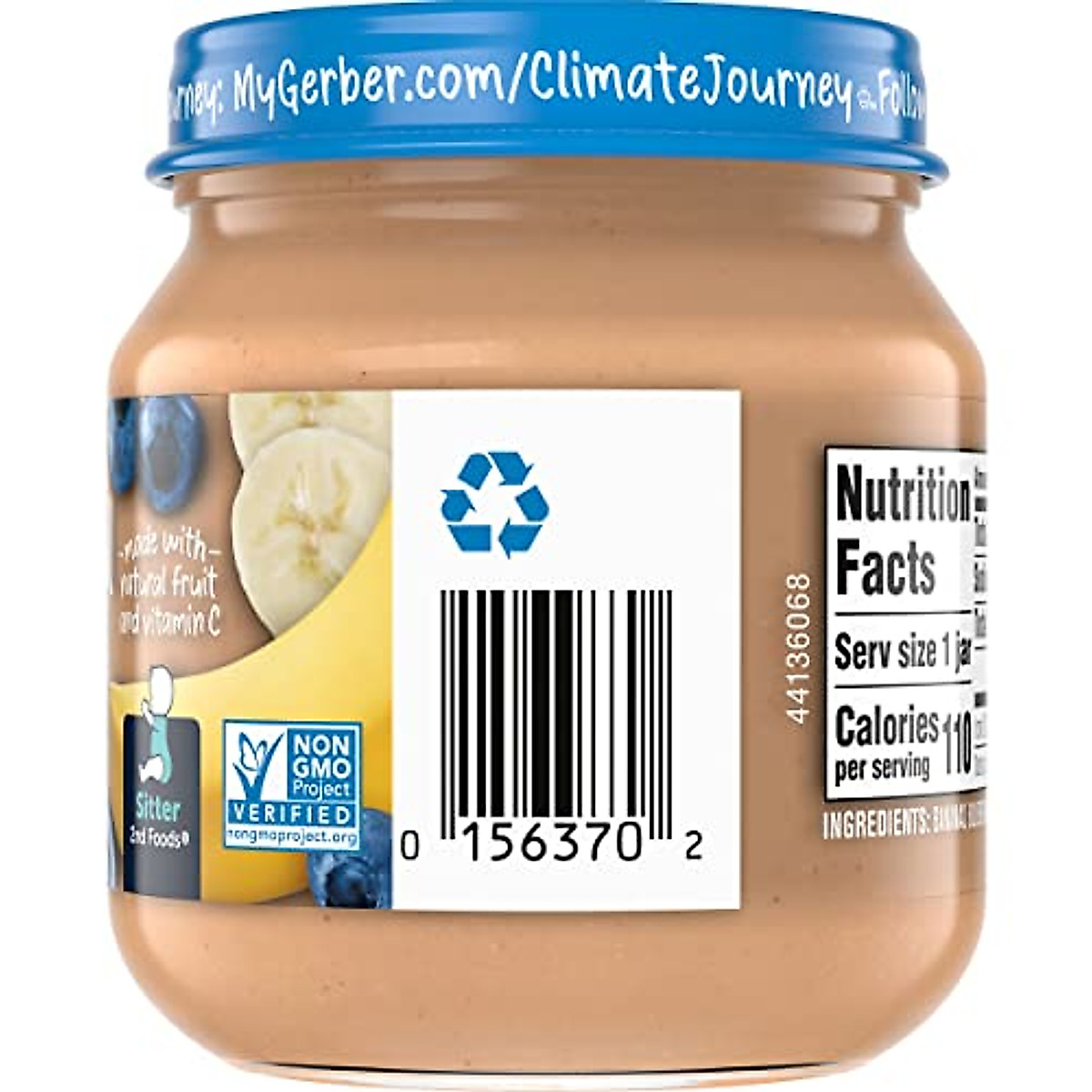 Gerber Natural for Baby Wonder Foods 2nd Foods Baby Food Jar, Banana Blueberry, Made with Natural Fruit & Vitamin C, Non-GMO Baby Food, 4-Ounce Glass Jar (Pack of 10)