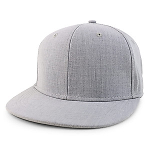 Armycrew Oversized 2XL Structured Flatbill Snapback Cap for Big Heads - Heather Grey - 2XL