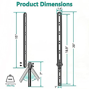 WALI Sound Bar Mount Bracket, for Mounting Above or Under TV, with Adjustable 3 Angled Extension Arm, Fits Most 23 to 65 Inch TVs, up to 33 lbs (SBR202)
