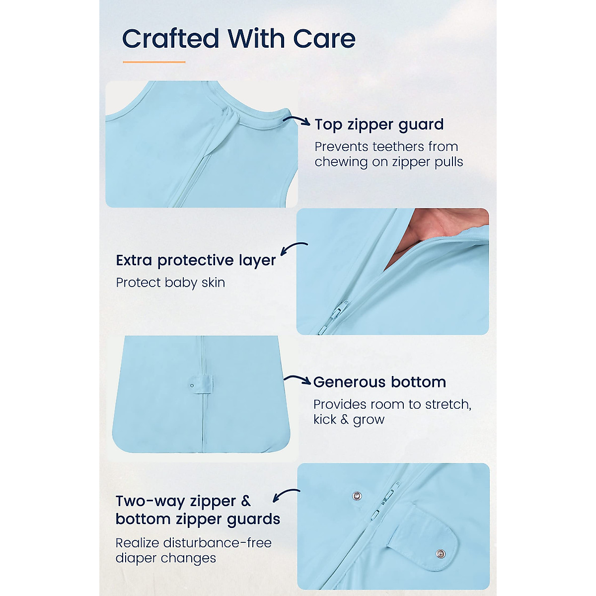 TotAha Baby Sleep Sacks 3-Pack, Stretchy Sleepsack, Silky Comfort, Buttery Soft, Swaddle Transition Sleeping Bag, 2-Way Safe Zippers, Wearable Blanket Baby Sleep Bag for 0-3-6-12-18-24 Months 0.5 TOG