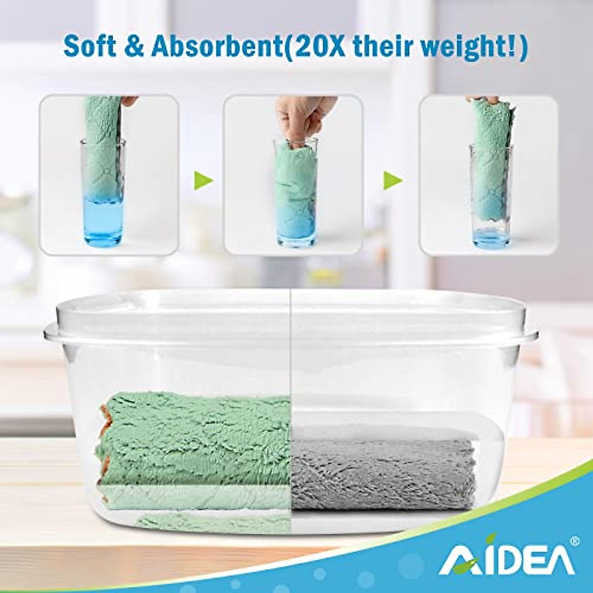 AIDEA Microfiber Cleaning Cloth -12PK, Absorbent Coral Fleece Dusting Cloths, No Odor Reusable Dish Cloth, All Purpose Premium Cleaning Rags, Washable Microfiber Cloth Fast Drying 6.3" x10.4"